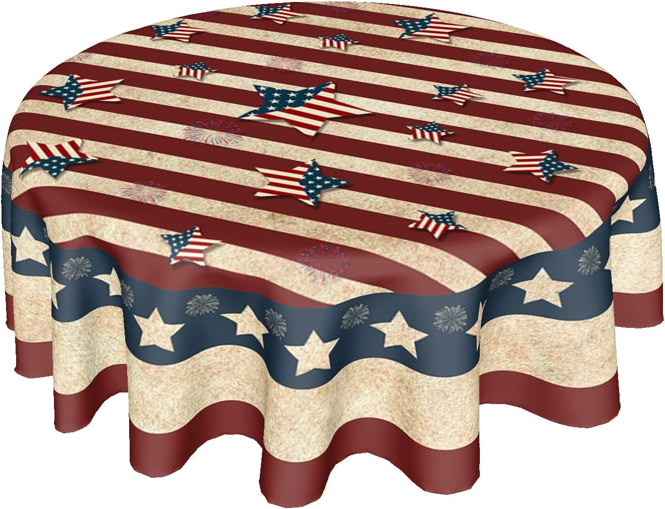 American Flag Tablecloth Round 60 Inch 4th of July Memorial Day ...