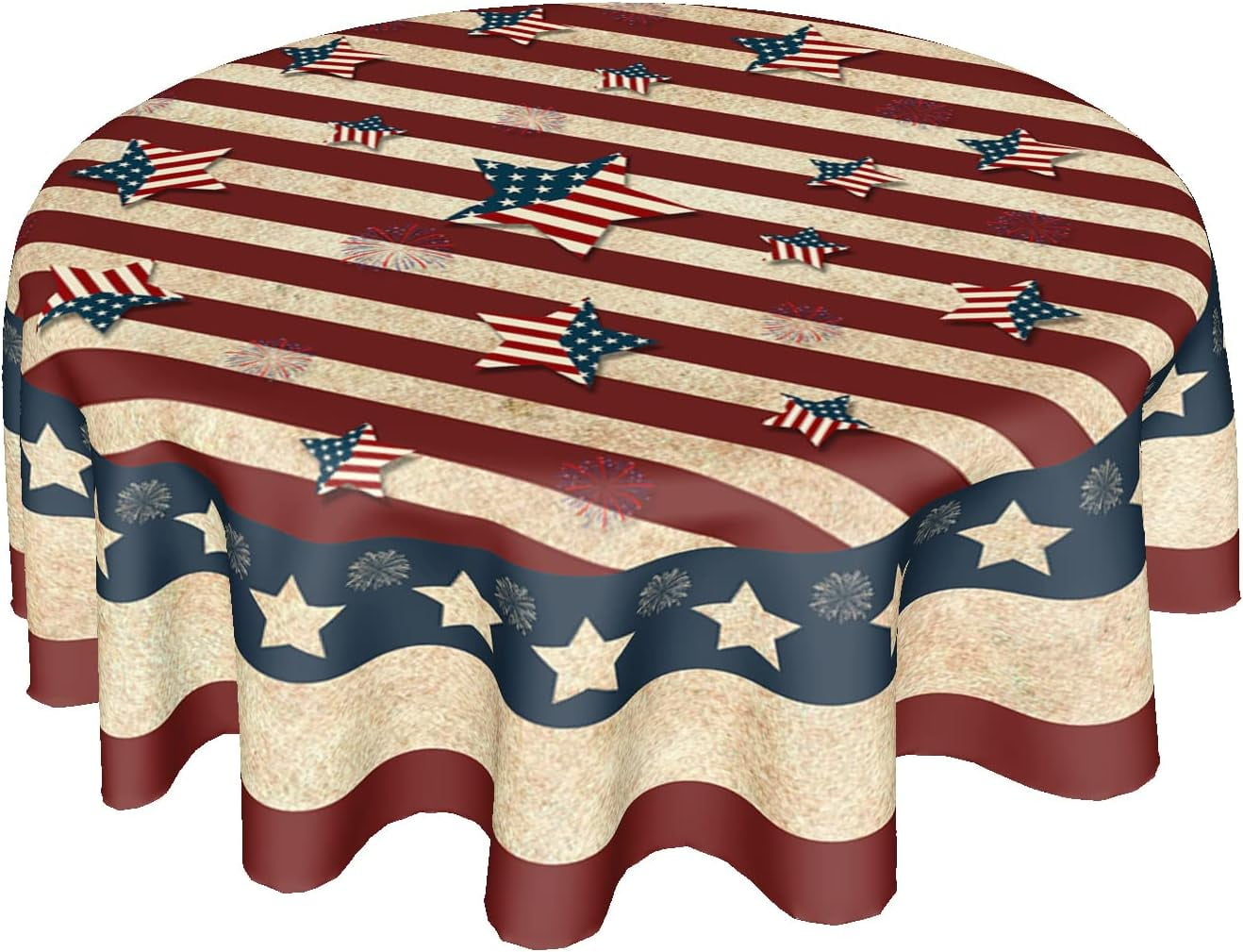 American Flag Tablecloth Round 60 Inch 4th of July Memorial Day ...