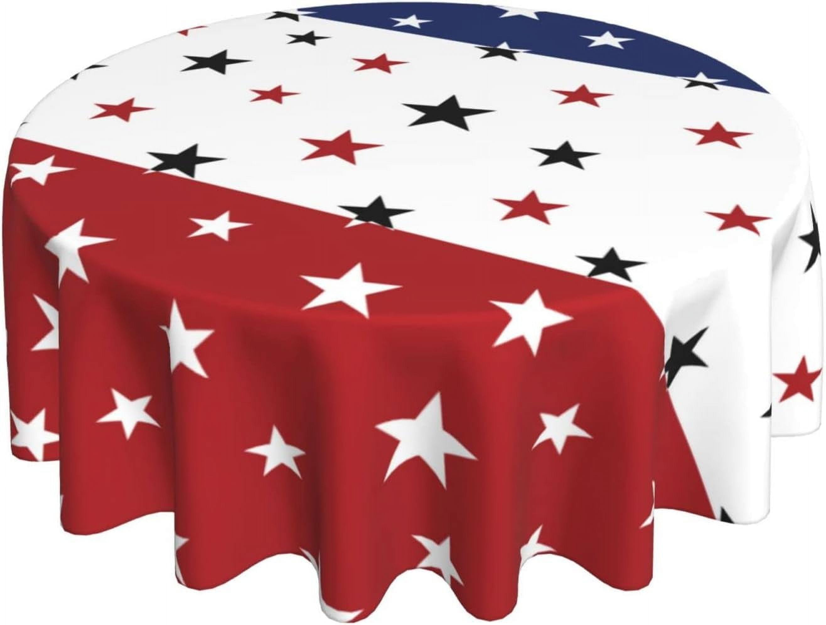 American Flag Tablecloth Round 60 Inch Farmhouse Patriotic Tablecloth ...