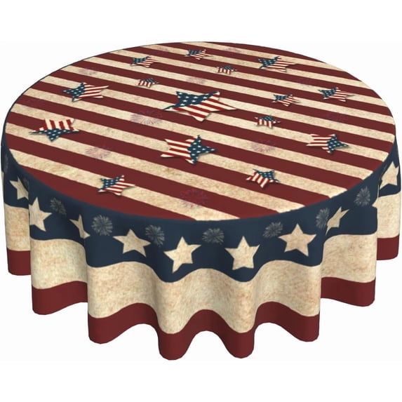 American Flag Tablecloth Round 70 Inch 4th of July Memorial Day ...