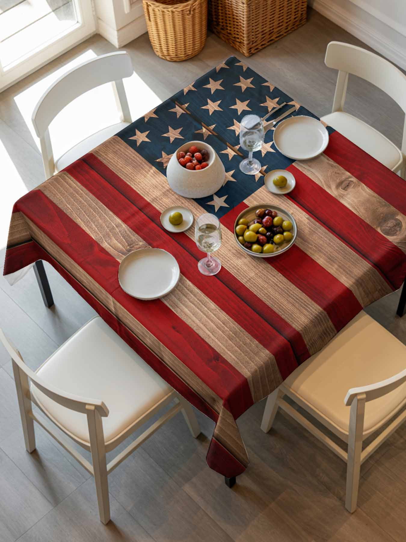 American Flag Tablecloth Square Table Cloth 60x60, Waterproof Outdoor ...