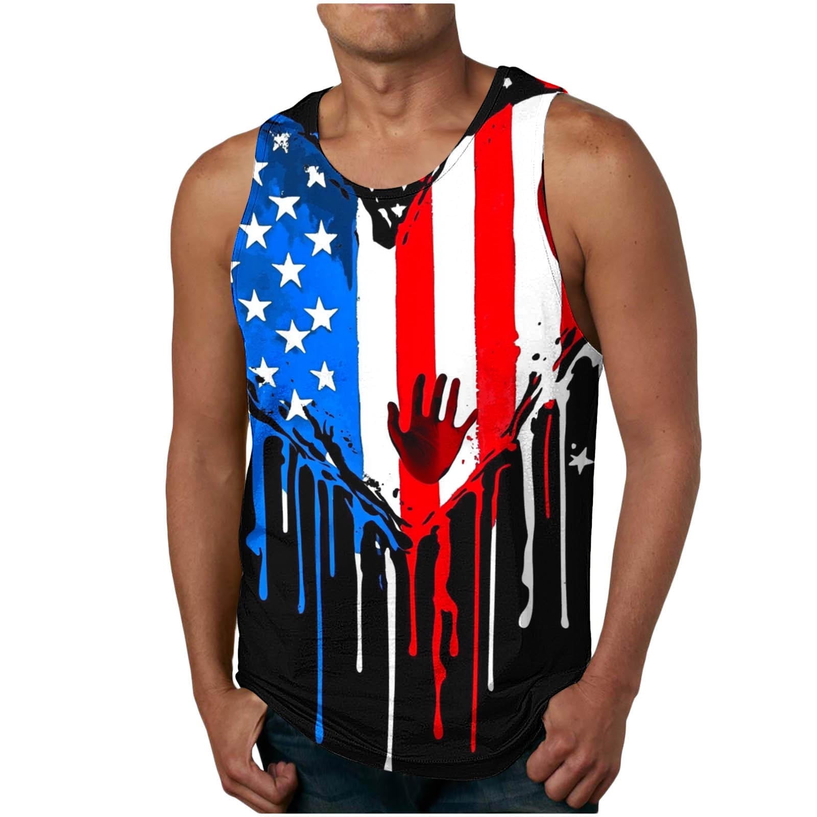 American Flag Tank Mens Patriotic Tank for Men American Flag Top Red ...