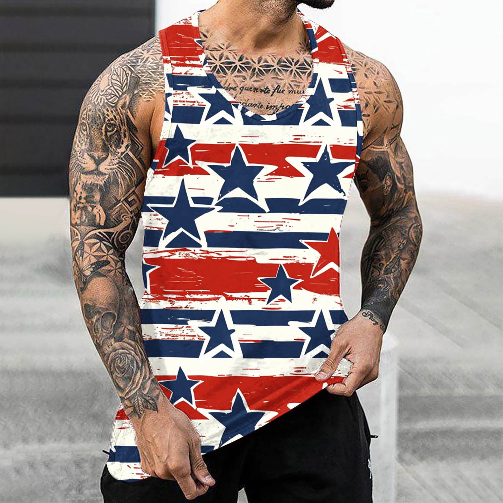 American Flag Tank Mens Tank Patriotic Mens 4th of July Top Red White ...