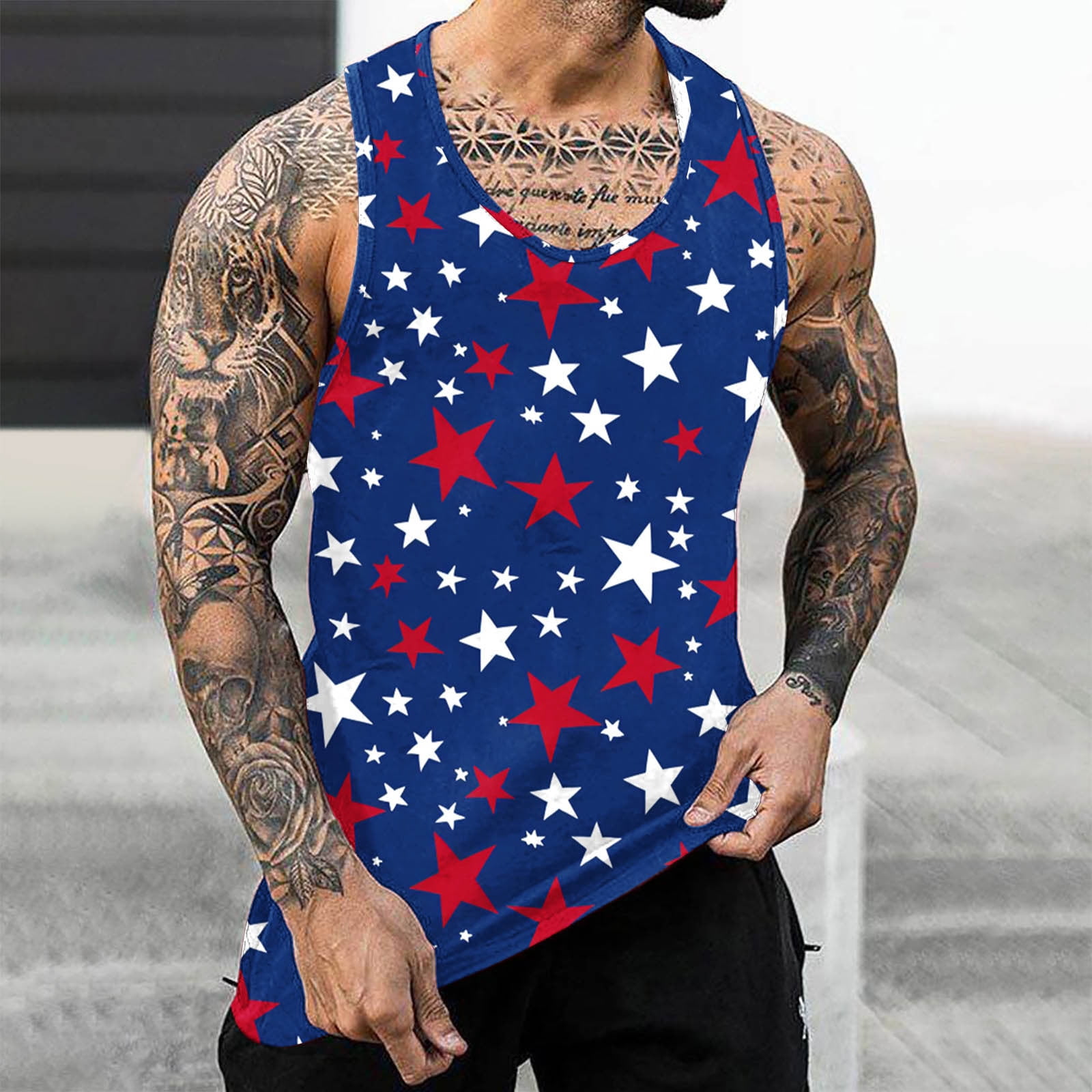 American Flag Tank Mens Tank Patriotic Mens 4th of July Top Red White ...