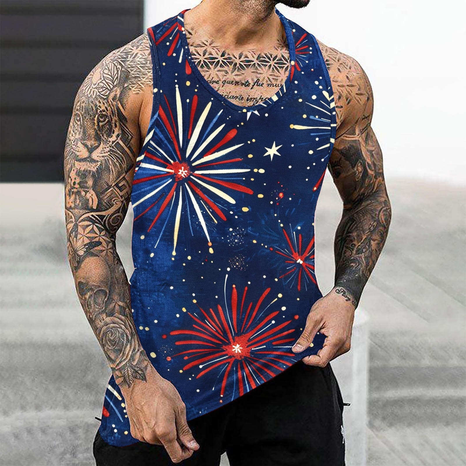 American Flag Tank Mens Tank Patriotic Mens 4th of July Top Red White ...