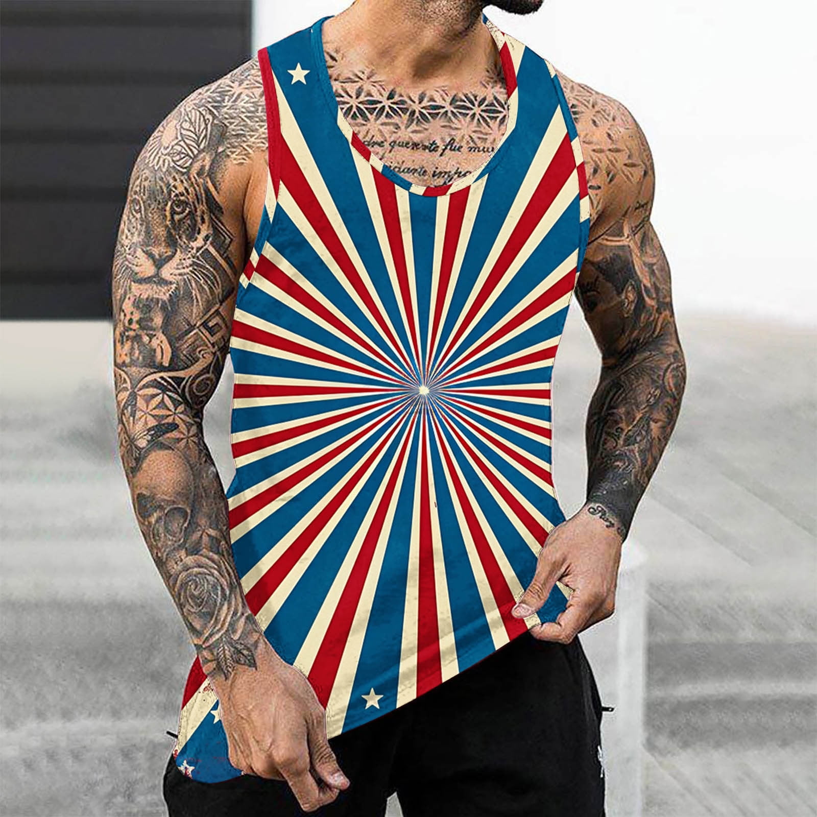 American Flag Tank Mens Tank Patriotic Mens 4th of July Top Red White ...
