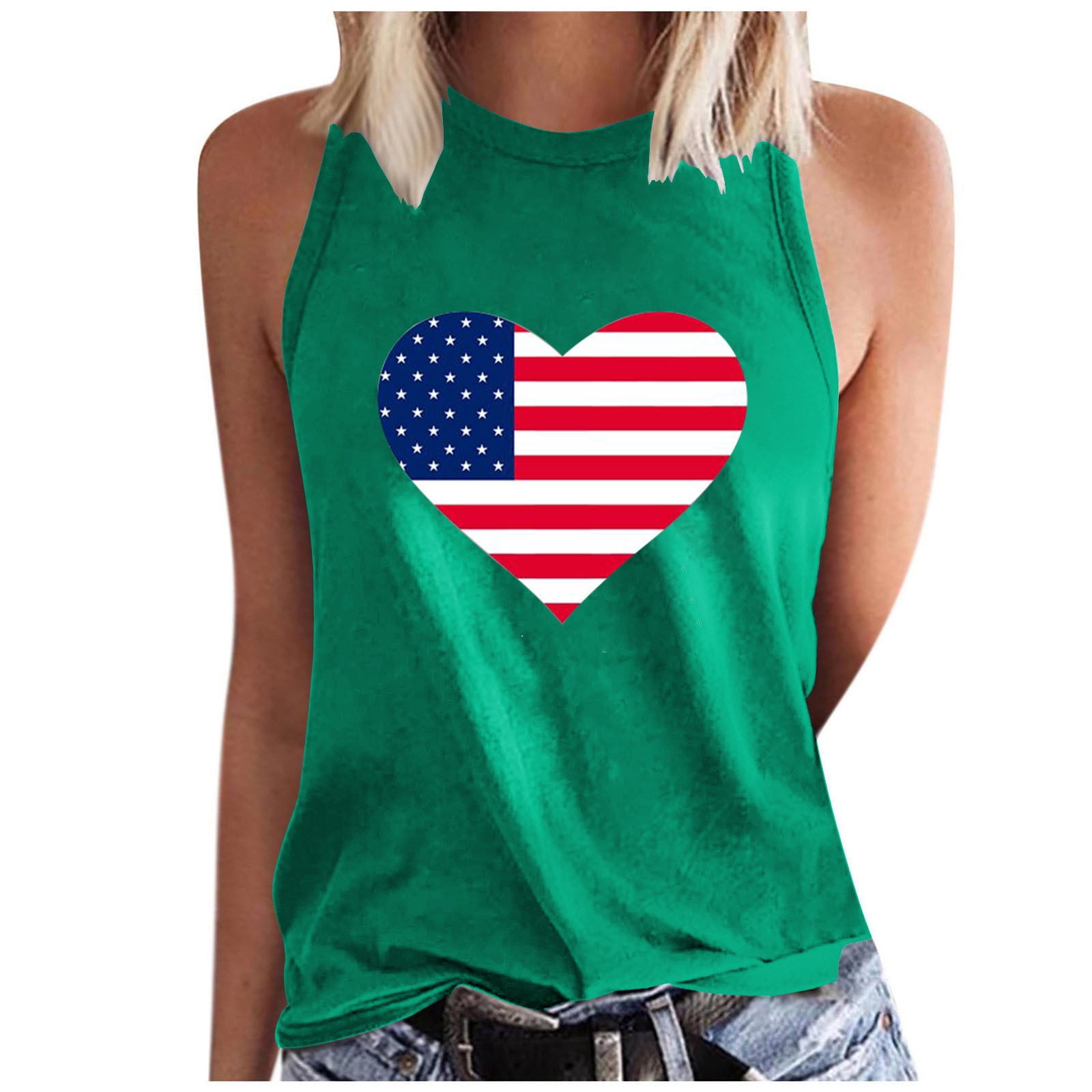 American Flag Tank Top Women 4th of July Patriotic Shirt USA Stars ...