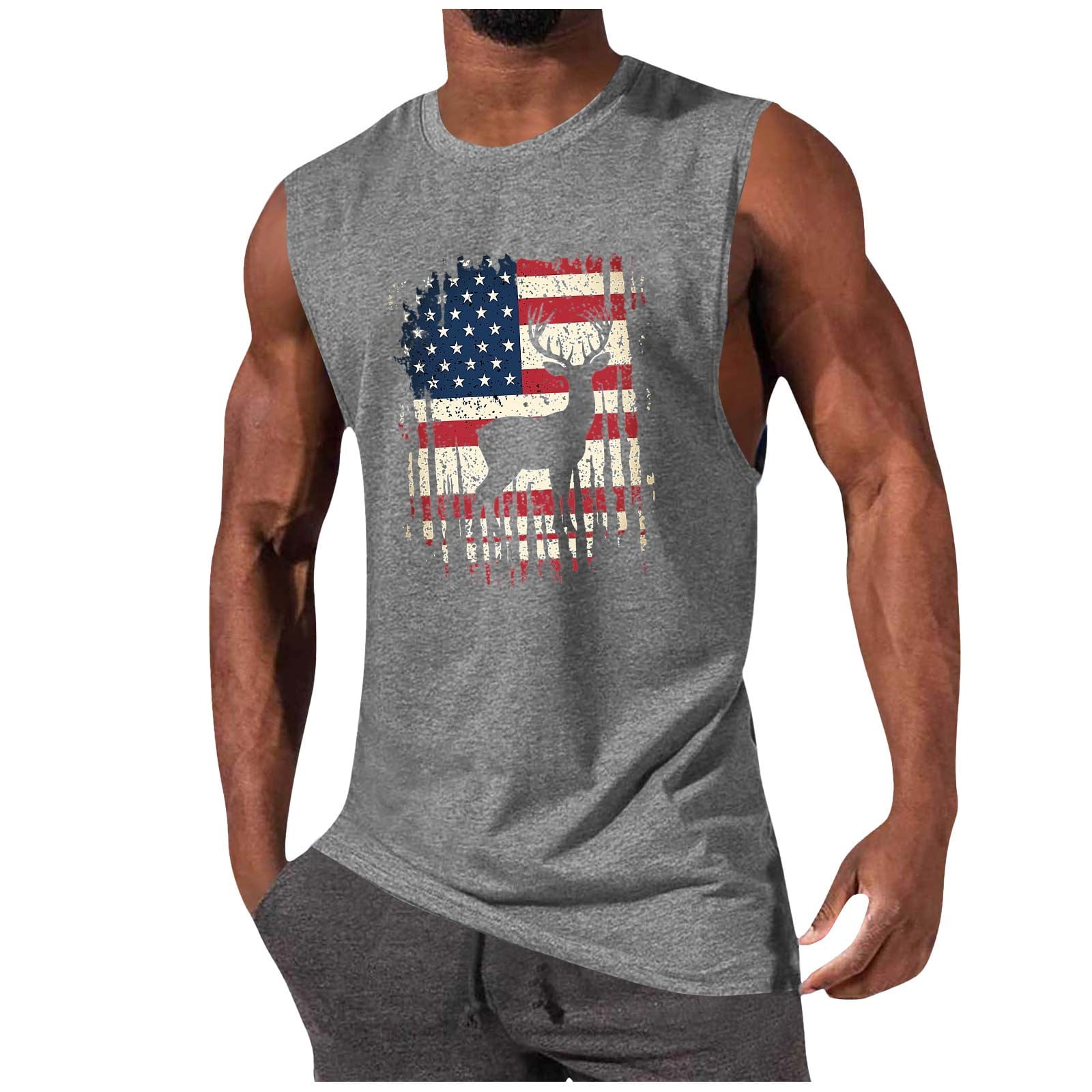 American Flag Tank Tops Men 4th of July Shirts USA Print Patriotic ...