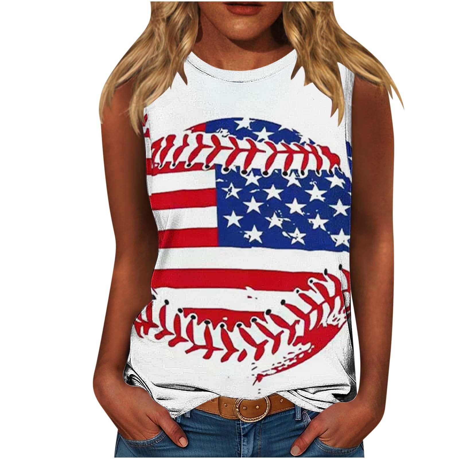 American Flag Tank Tops Womens Plus Size Patriotic Sleeveless Shirts ...