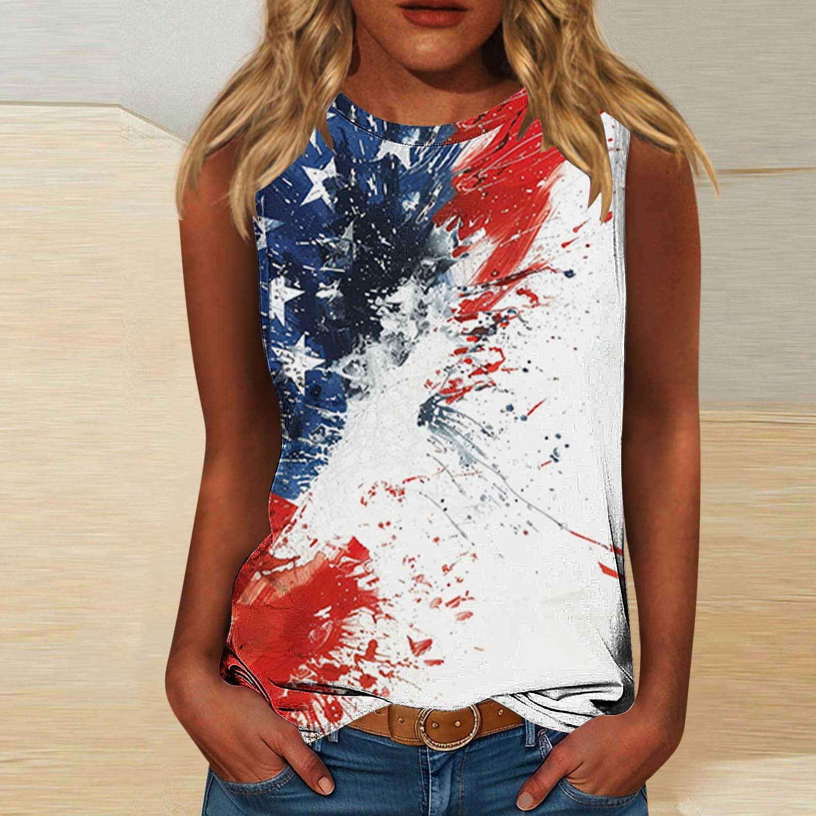 American Flag Tanks for Women American Flag Tank Tops Women Red White ...