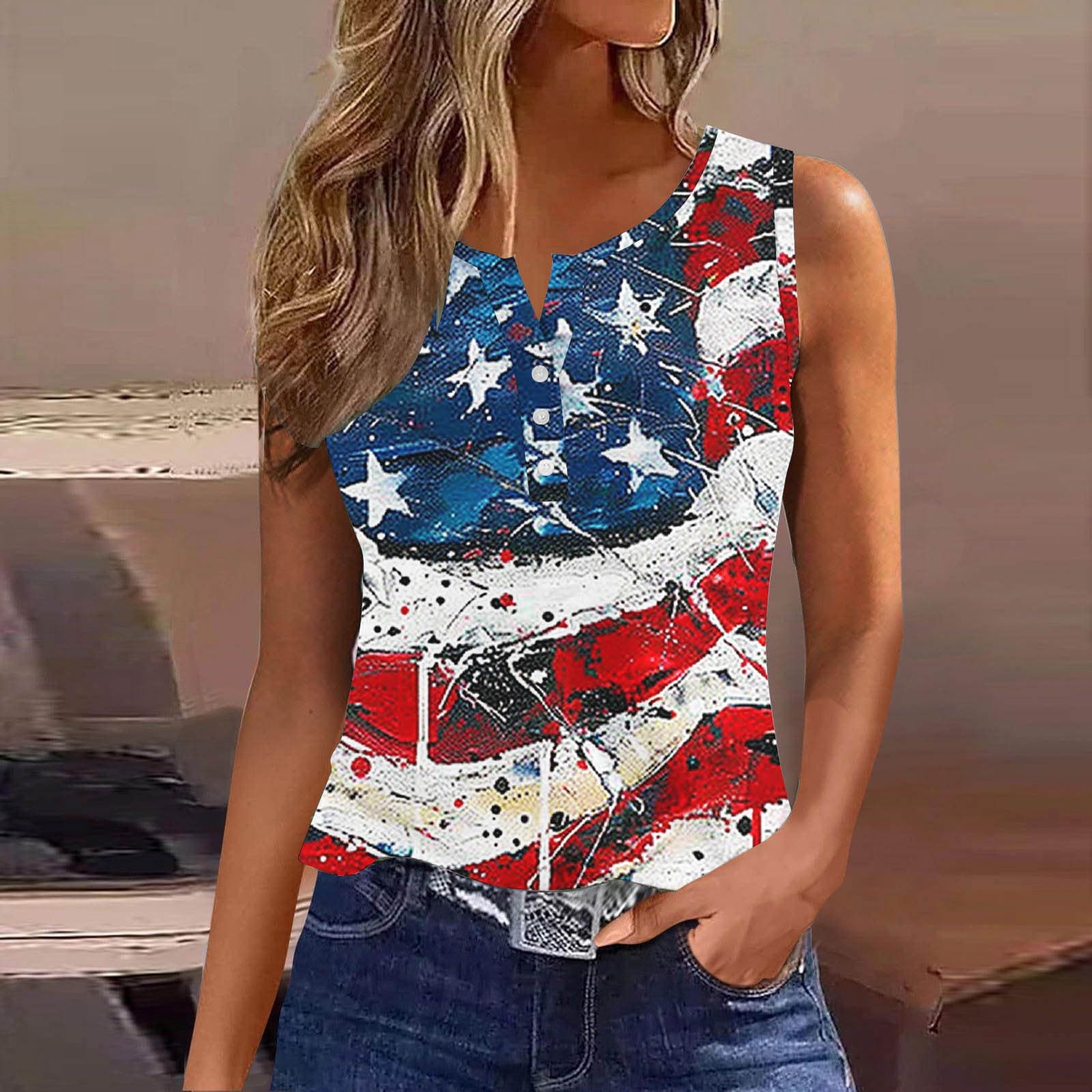 American Flag Tanks for Women Red White and Blue Tank Tops Fourth of ...