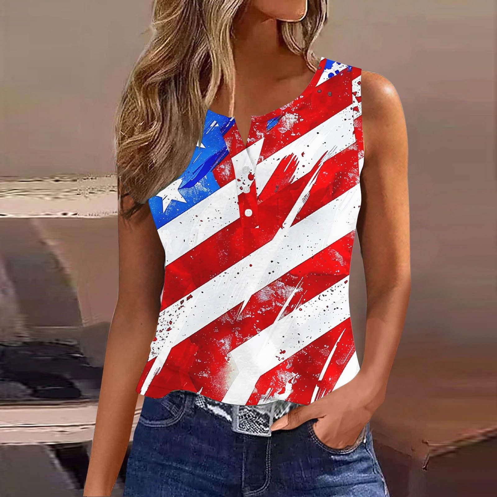 American Flag Tanks for Women Red White and Blue Tank Tops Fourth of ...