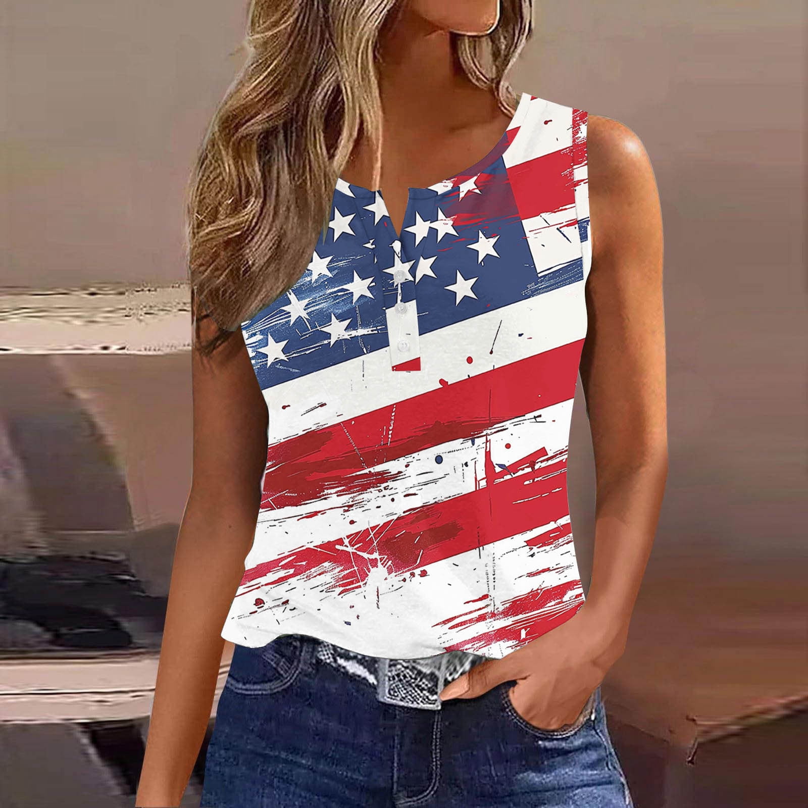 American Flag Tanks for Women Red White and Blue Tank Tops Fourth of ...