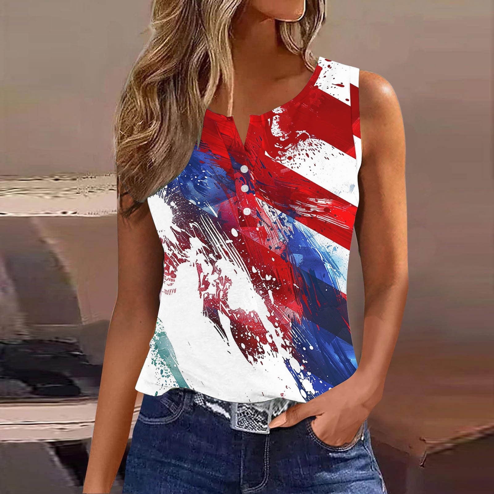American Flag Tanks for Women Red White and Blue Tank Tops Fourth of ...