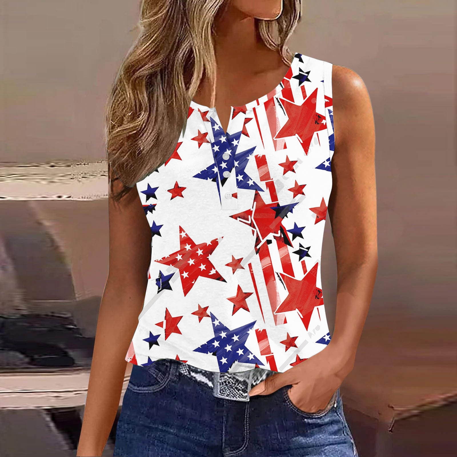 American Flag Tanks for Women Red White and Blue Tank Tops Fourth of ...