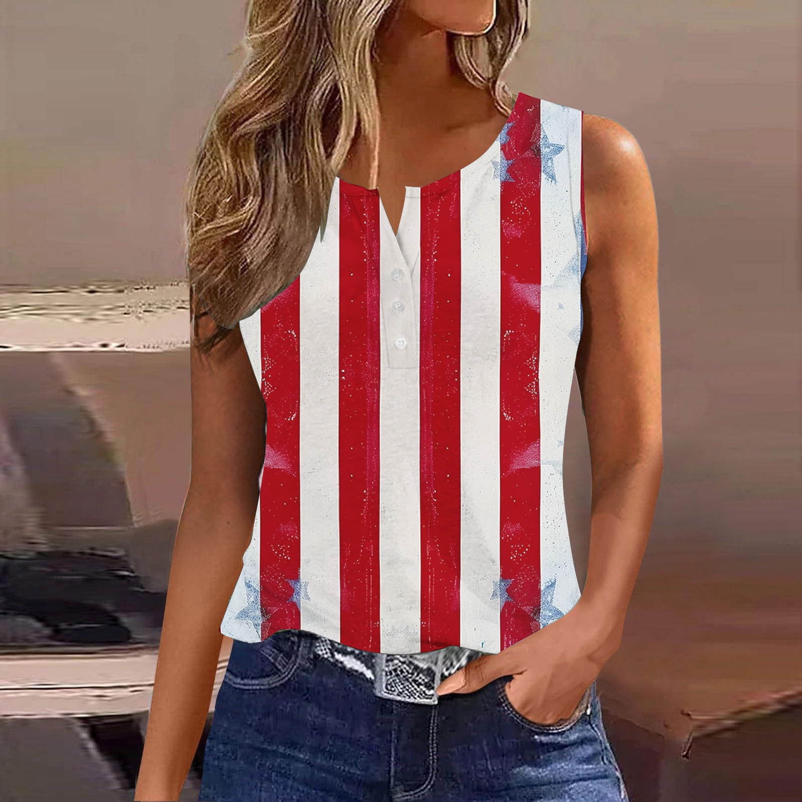 American Flag Tanks for Women Red White and Blue Tank Tops Fourth of ...