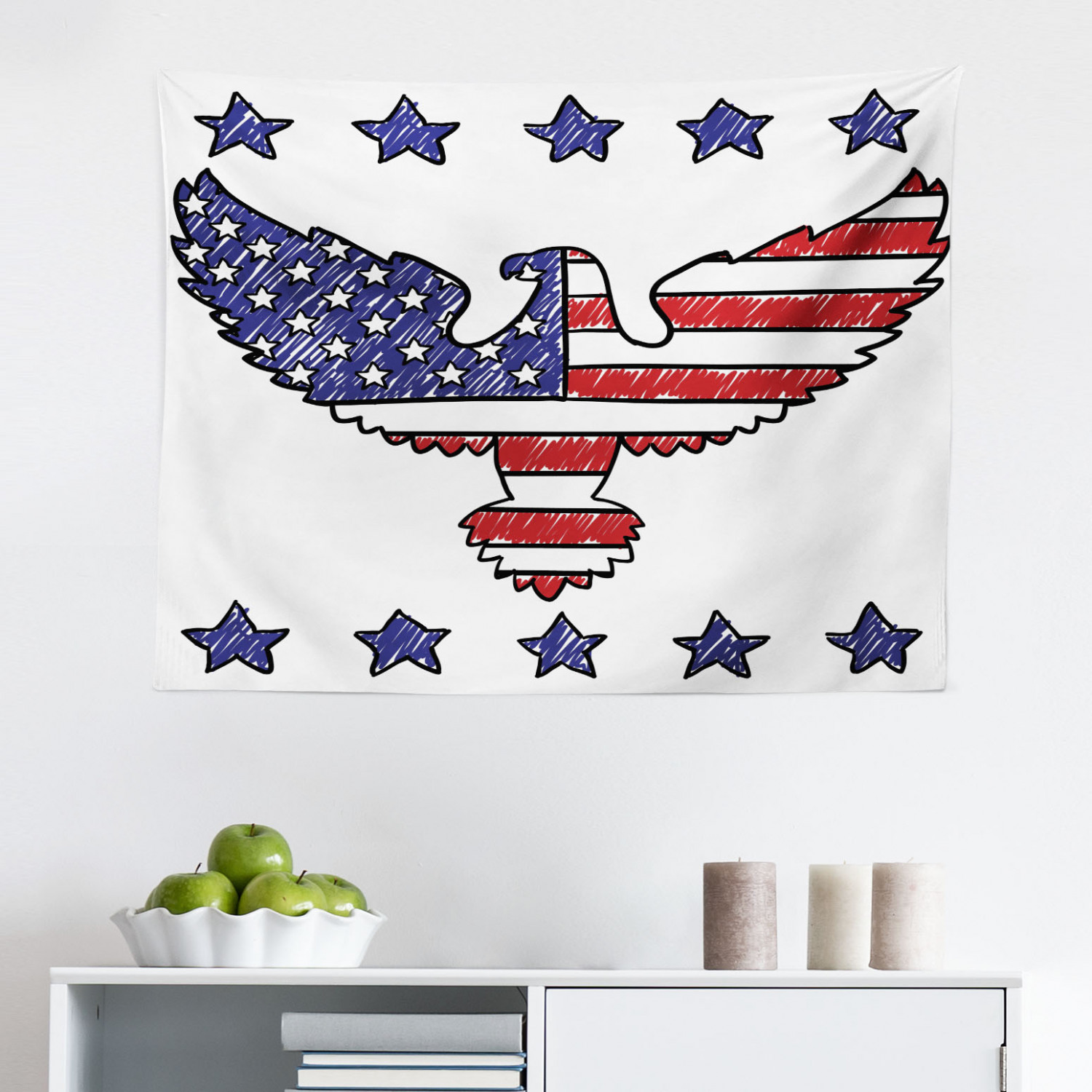 American Flag Tapestry, Banner in Front of Sunset Sky Horizon America ...