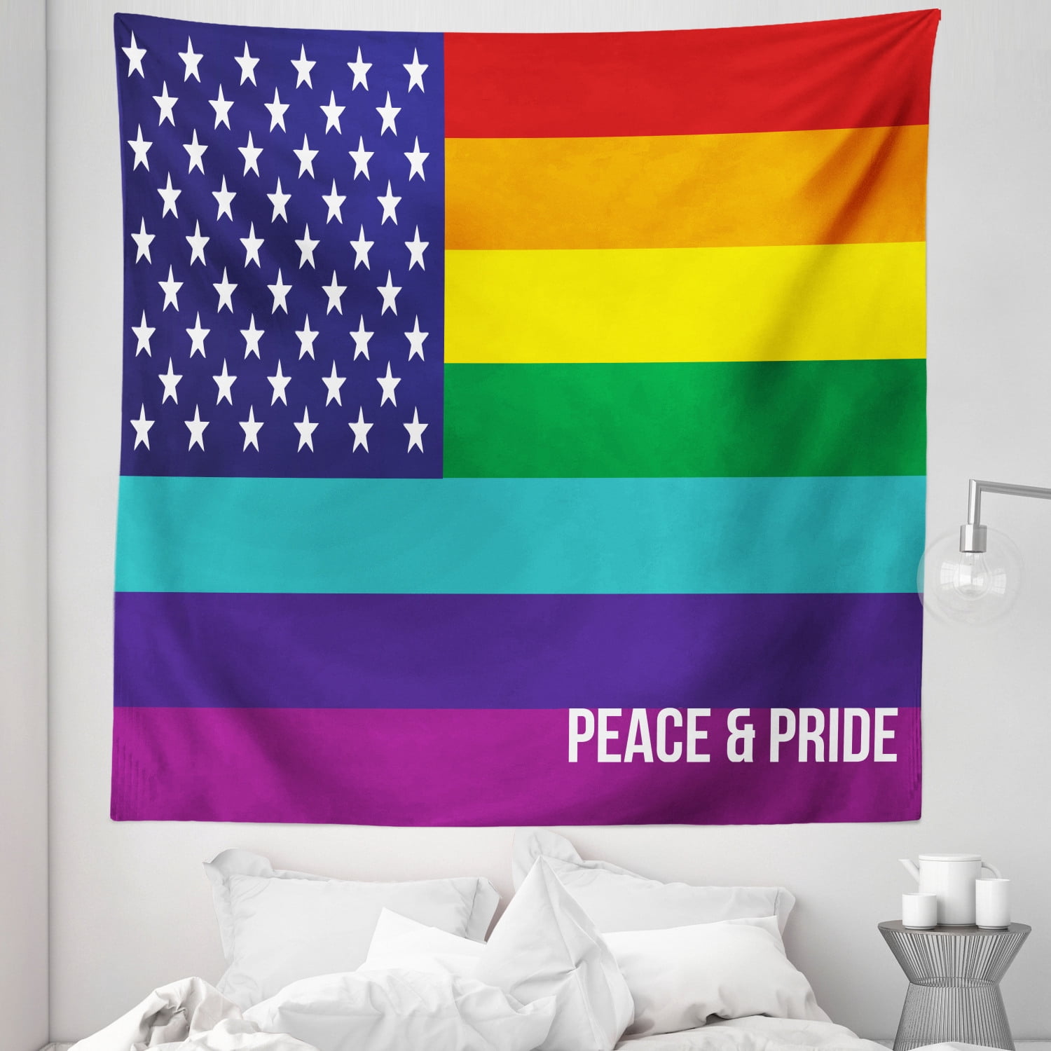 American Flag Tapestry, Mixed Flag Design American and LGBT Gay Lesbian ...