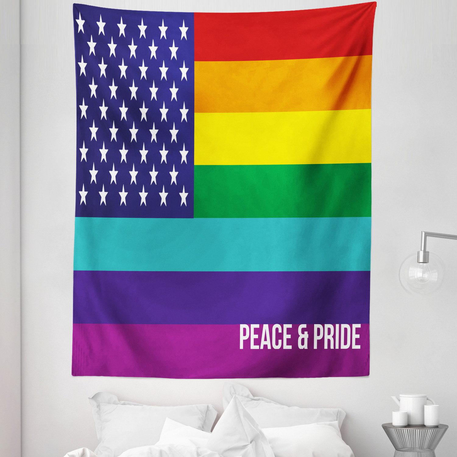 American Flag Tapestry, Mixed Flag Design American and LGBT Gay Lesbian ...