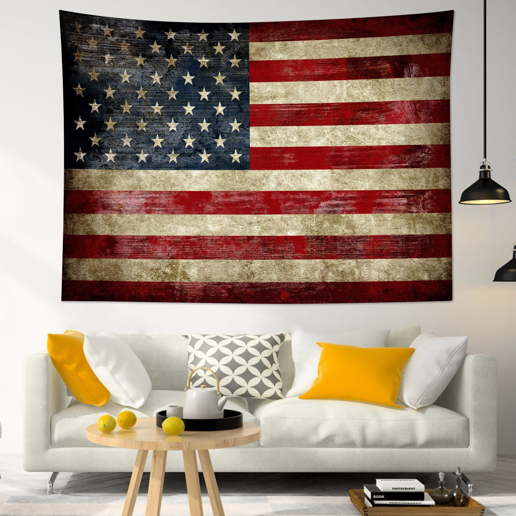 American Flag Tapestry White Stars and Red White Stripes Design Vintage ...