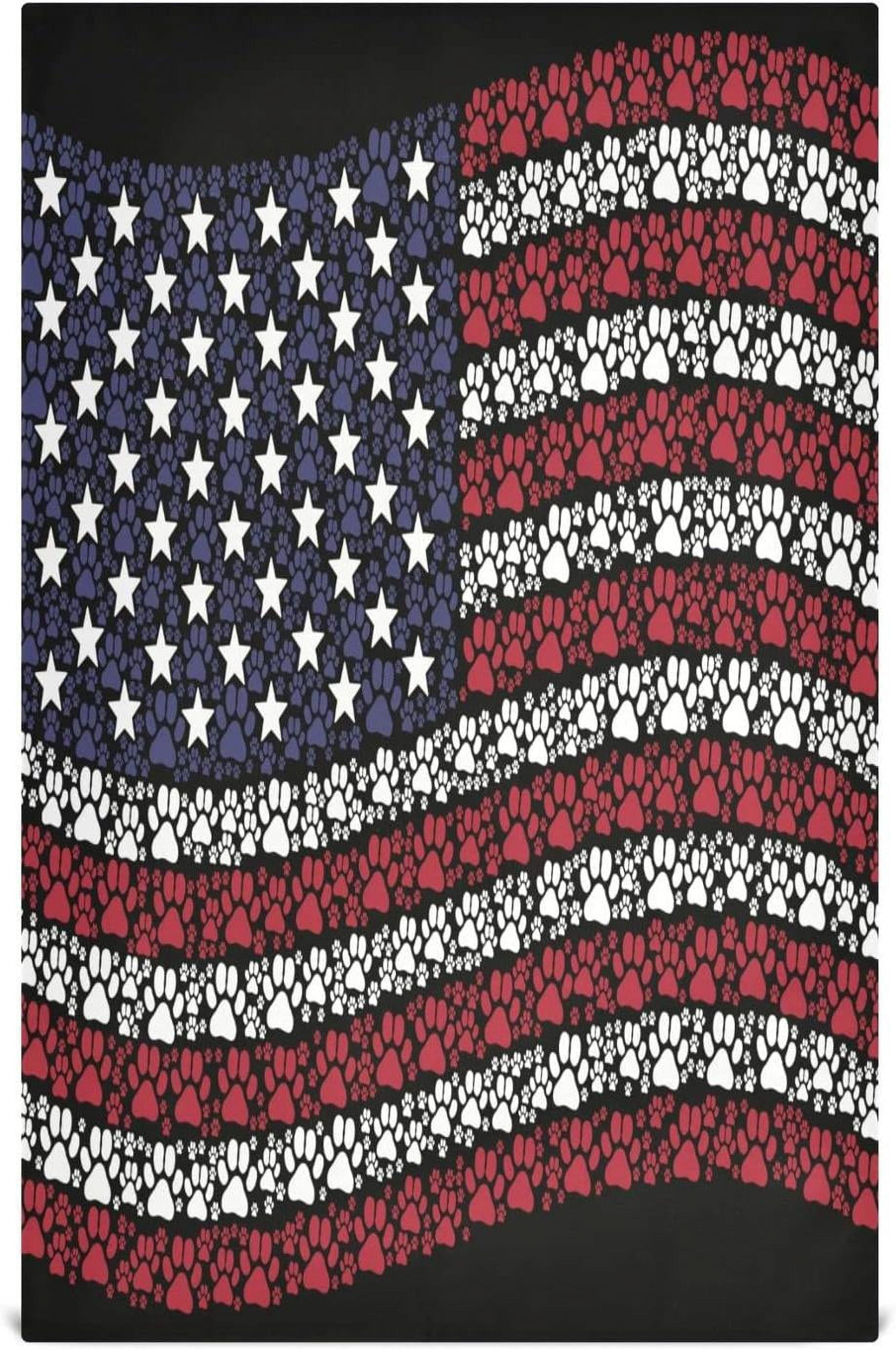 American Flag Tea Towels Set of 1 Funny Paw Footprint Kitchen Dish ...