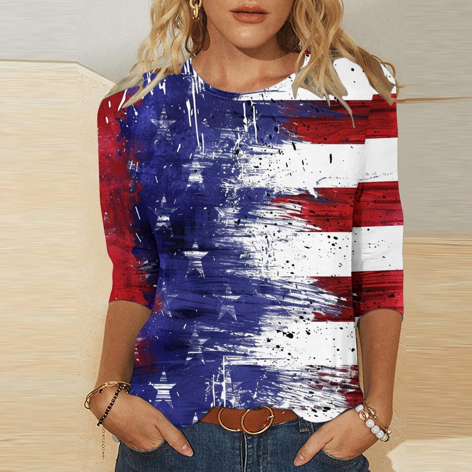 American Flag Tee Shirt Women American Flag Womens Top Patriotic T-Shirts for Women Fourth of ...
