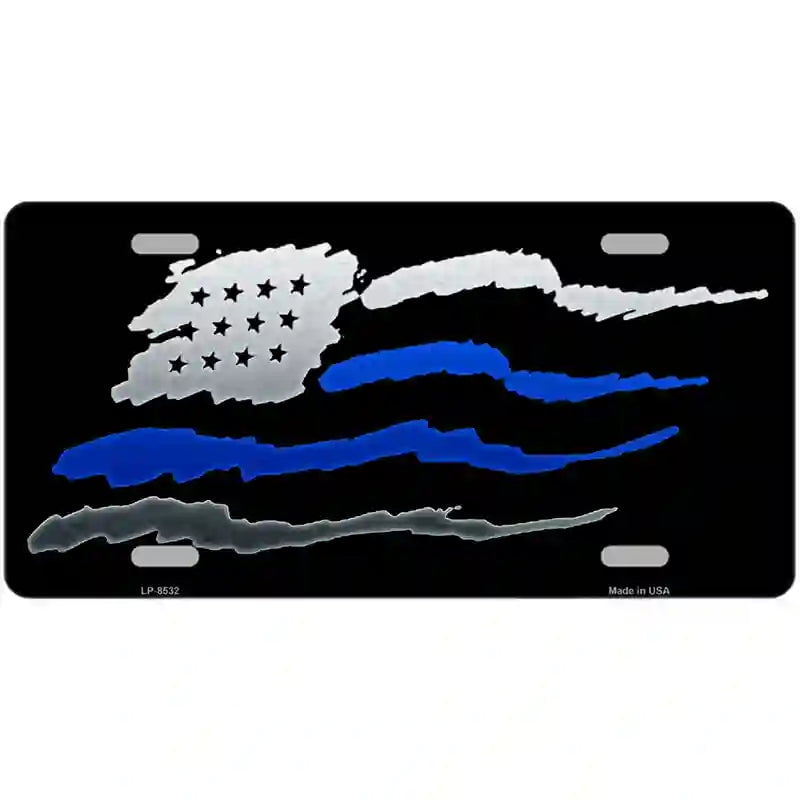 American Flag Thin Blue Line Metal Novelty License Plate 7" x 4 ...