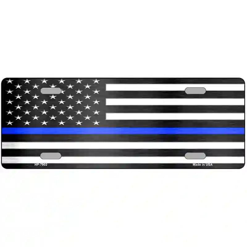 American Flag Thin Blue Line Novelty Metal License Plate 12" x 4.5 ...