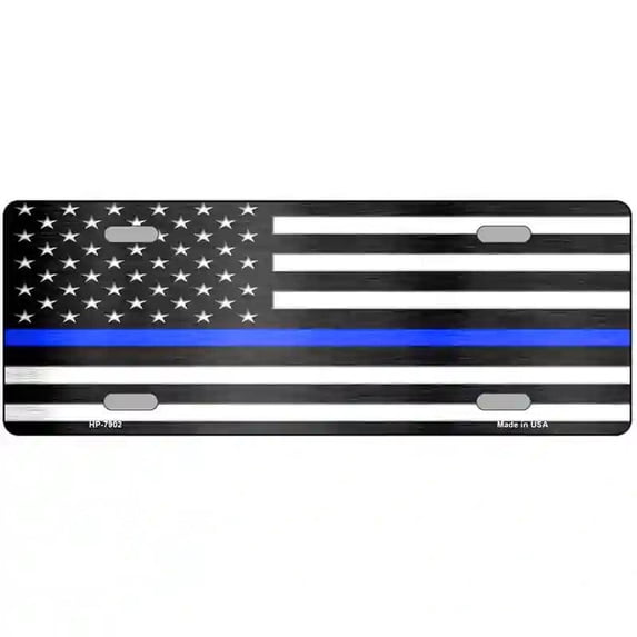 American Flag Thin Blue Line Novelty Metal License Plate 12" x 4.5 ...