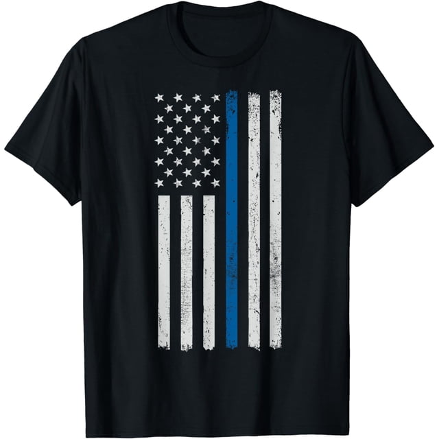 American Flag Thin Blue Line Police Support Lives Matter US T-Shirt ...