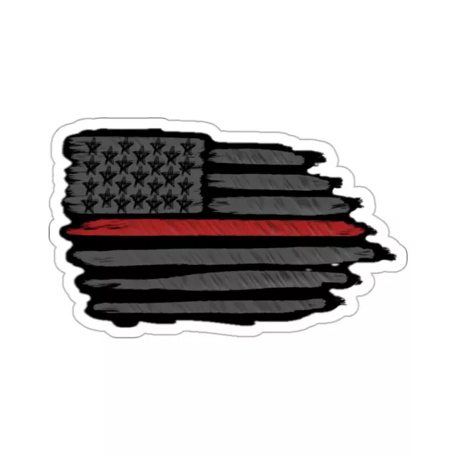American Flag Thin Red Line Firefighter Pain Art Sticker Vinyl Decal ...