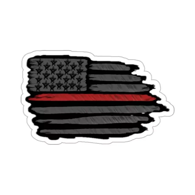 American Flag Thin Red Line Firefighter Pain Art Sticker Vinyl Decal ...