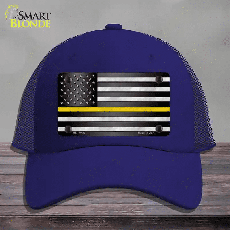 American Flag Thin Yellow Line Novelty License Plate Hat Mesh Royal ...