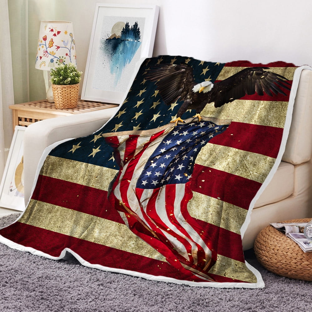 American Flag Throw Blanket, Bald Eagle Blanket Stars and Stripes Flag ...