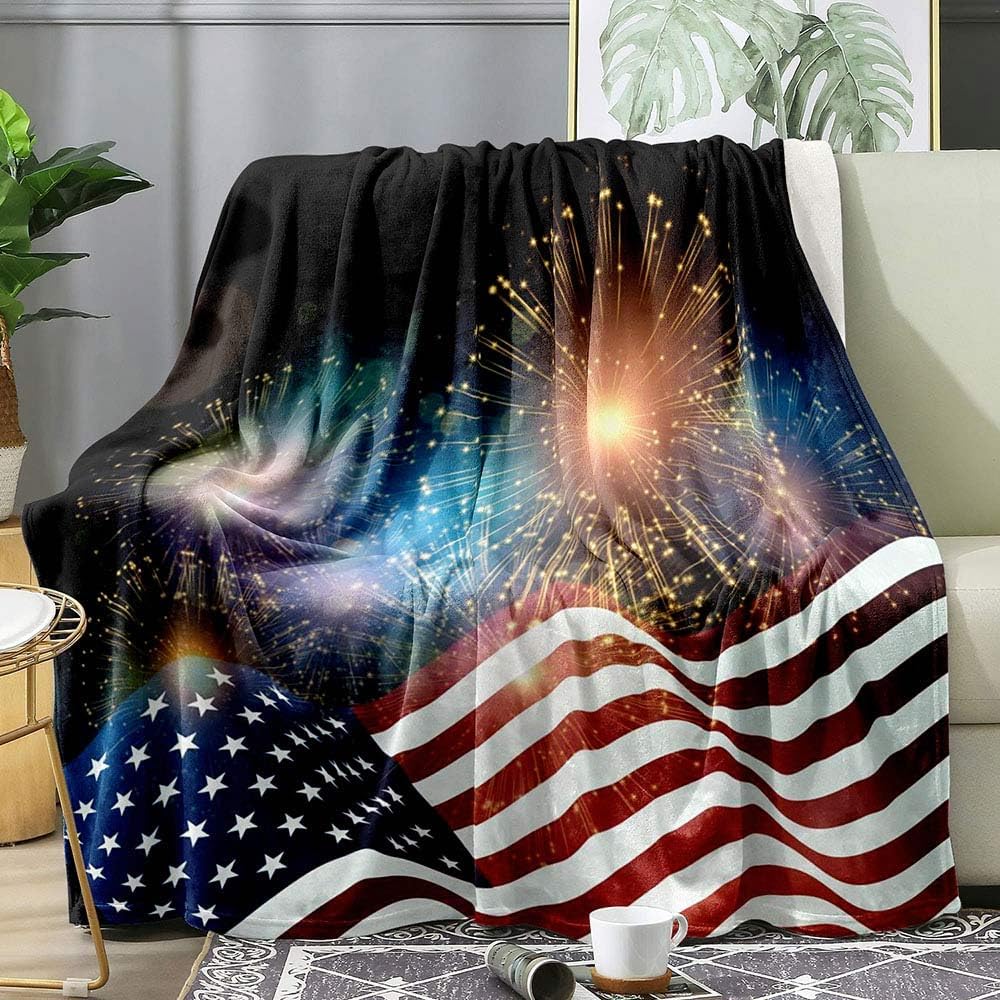 American Flag Throw Blanket, Fireworks US Flag Independence Day 4th of ...