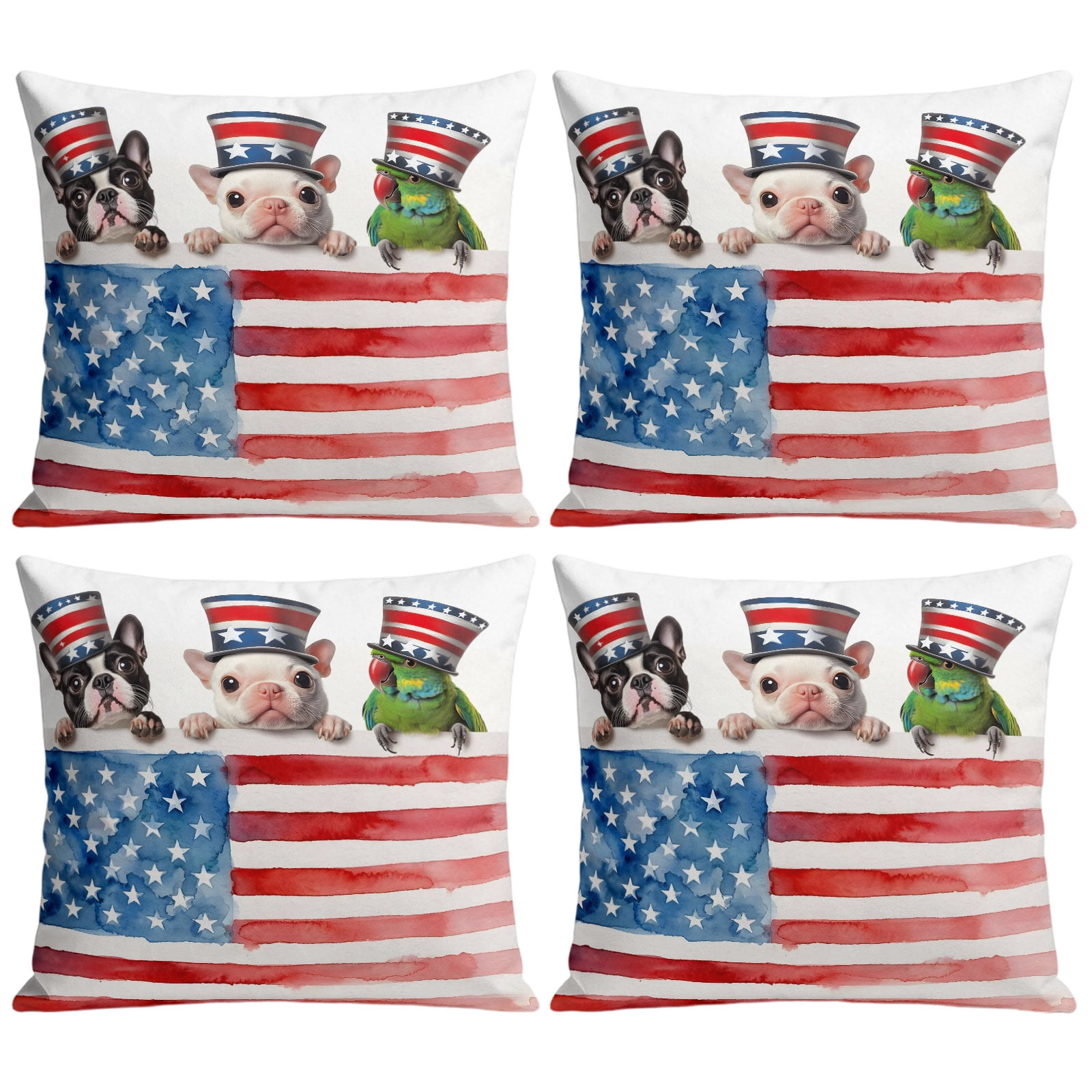 American Flag Throw Pillow Covers 18 x 18 Inch Pillow Covers Set of 4 ...