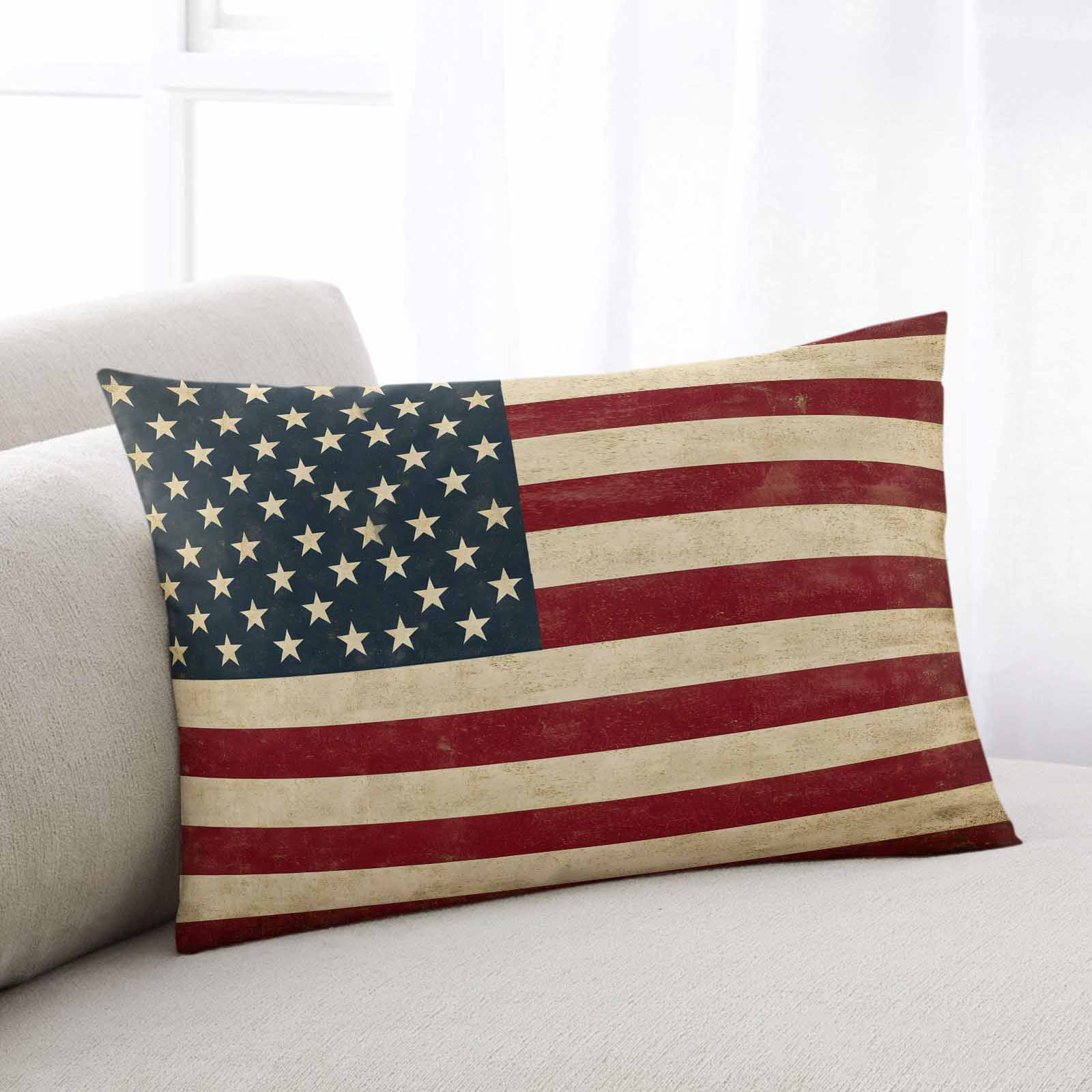 American Flag Throw Pillow Covers, Vintage Red BlueUSA Flag Soft ...