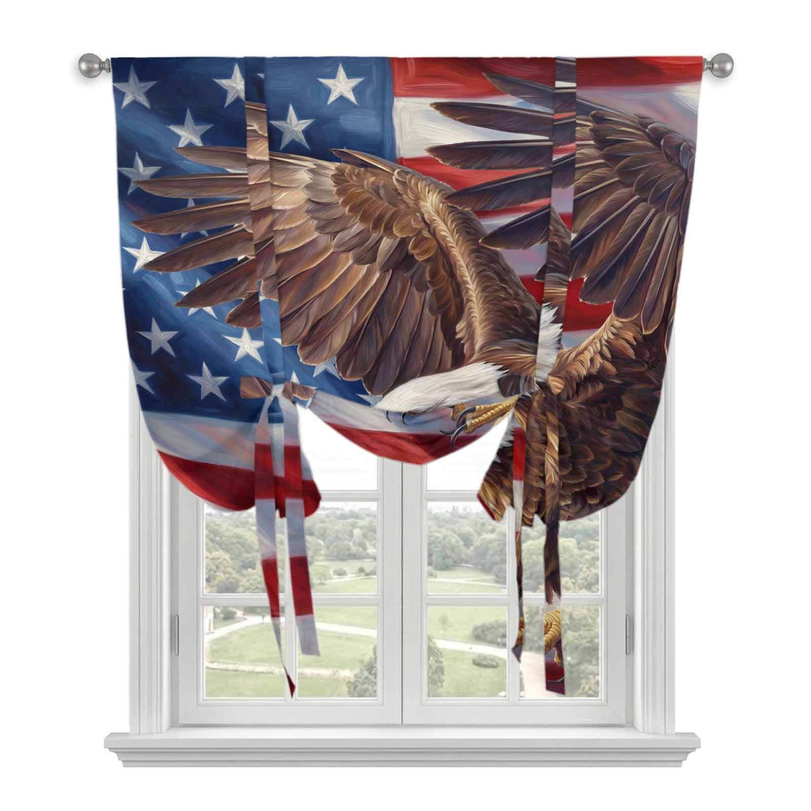 American Flag Tie Up Curtains for Window, Thermal Insulated Balloon ...