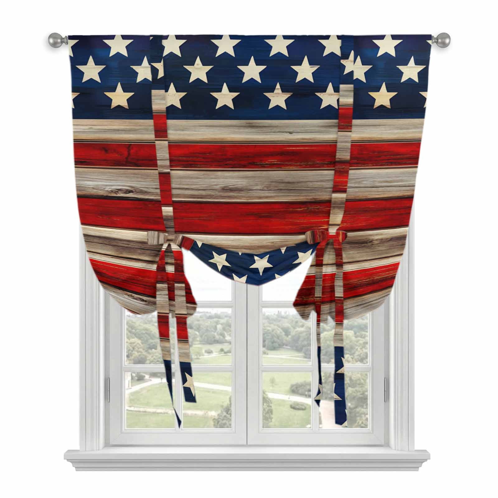 American Flag Tie Up Curtains for Window, Thermal Insulated Balloon ...