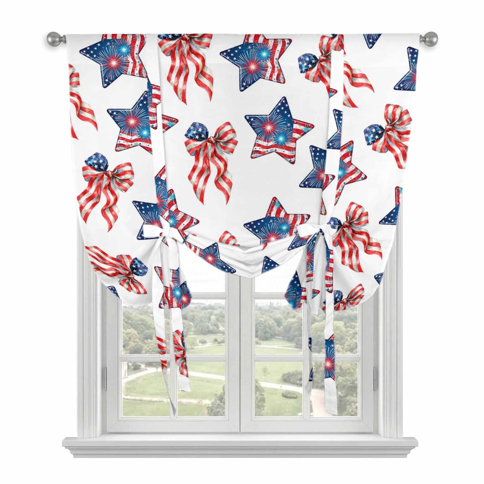 American Flag Tie Up Curtains for Window, Thermal Insulated Balloon ...