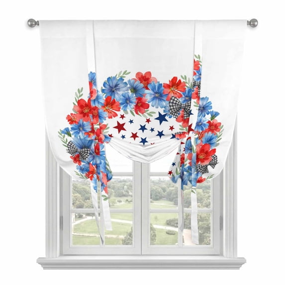 American Flag Tie Up Curtains for Window, Thermal Insulated Balloon ...