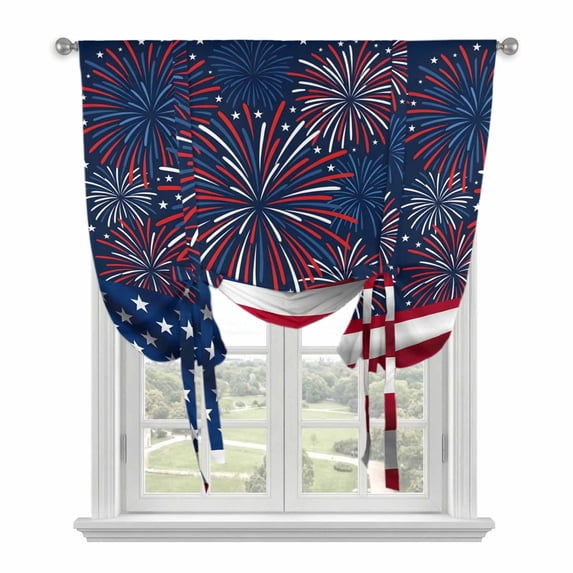 American Flag Tie Up Curtains for Window, Thermal Insulated Balloon ...