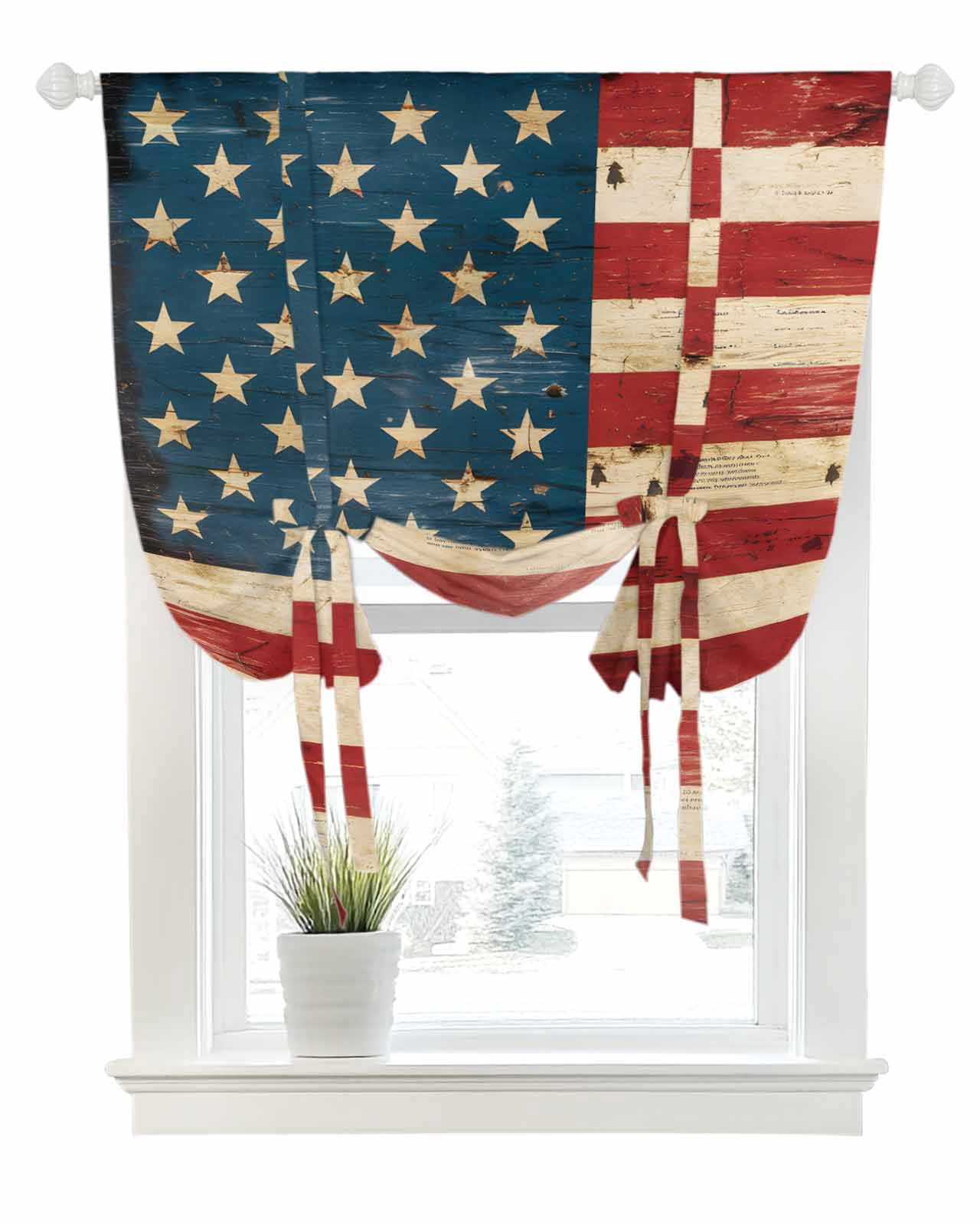 American Flag Tie Up Curtains for Window, Thermal Insulated Balloon ...