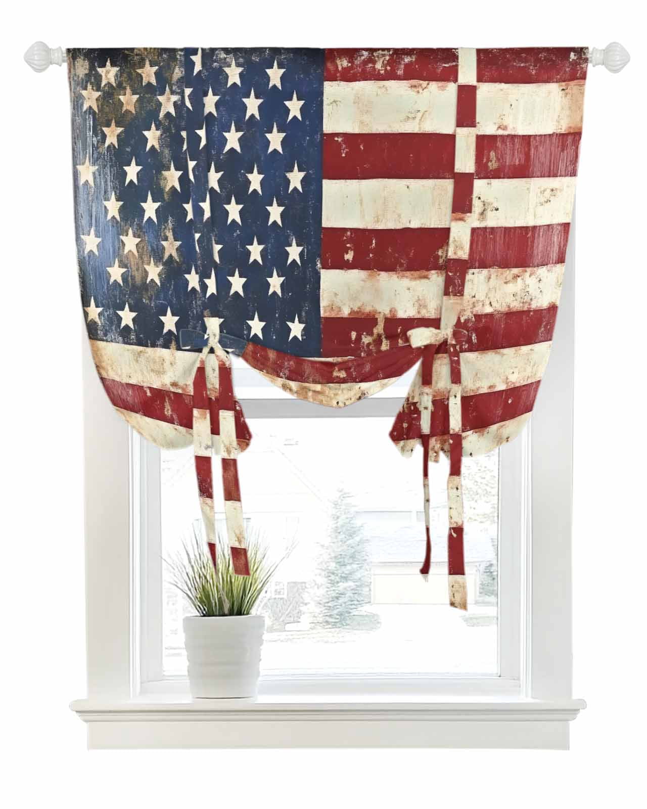 American Flag Tie Up Curtains for Window, Thermal Insulated Balloon ...