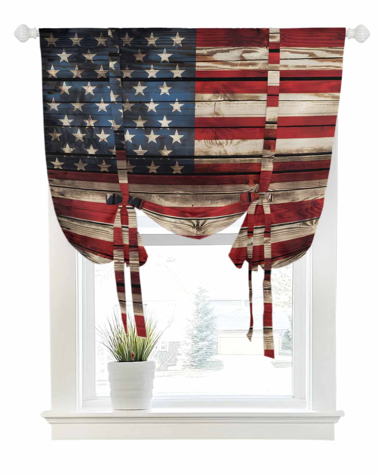 American Flag Tie Up Curtains for Window, Thermal Insulated Balloon ...