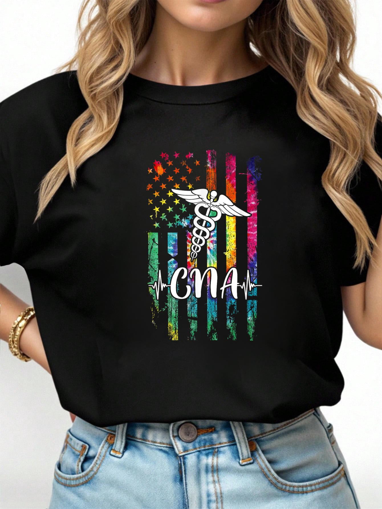 American Flag Tie Dye CNA Costume Nurse Day Nursing Women Men T-Shirt ...
