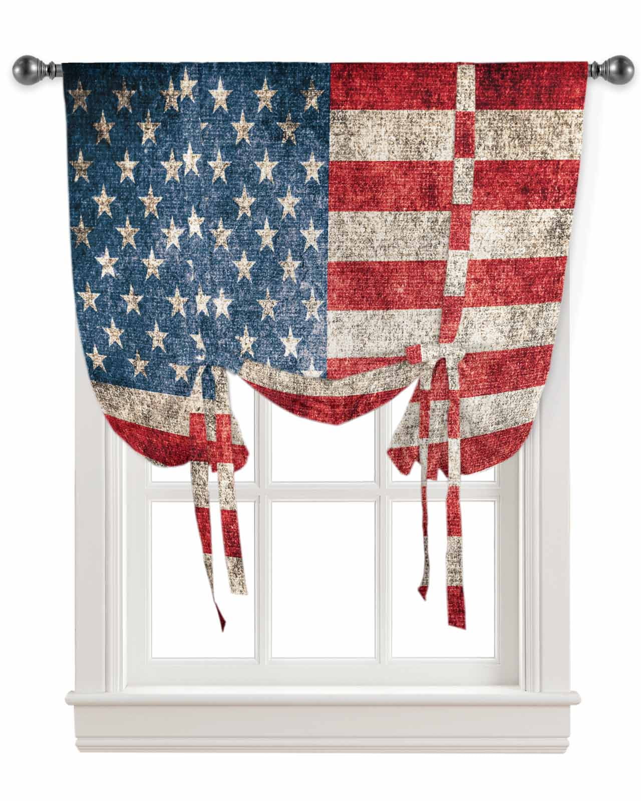 American Flag Tie Up Curtains for Kitchen Bathroom Bedroom Windows 54 ...