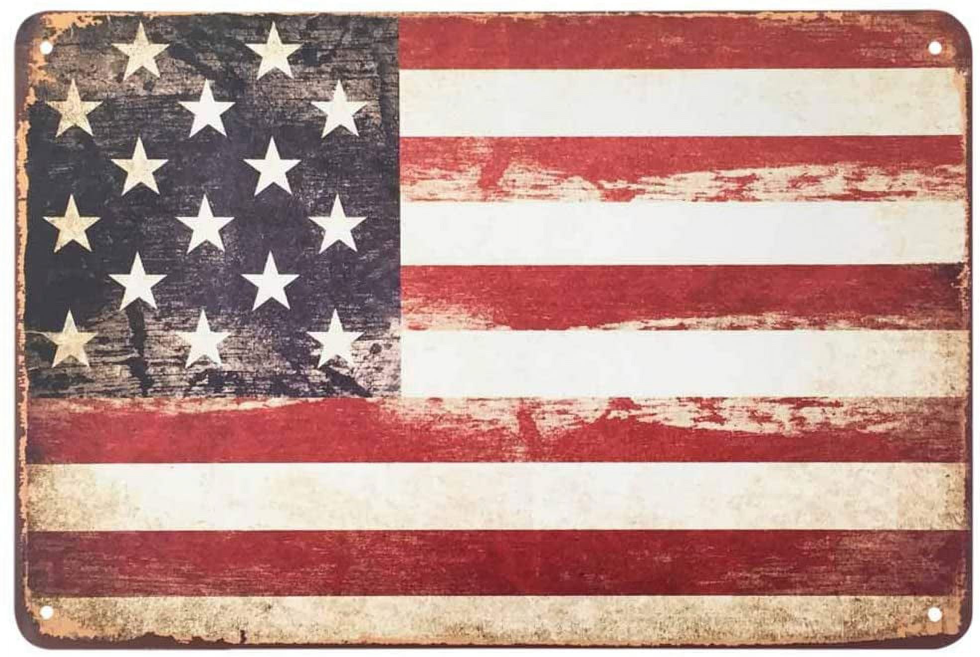 American Flag Tin Sign,USA Flag Red Blue Vintage Metal Tin Signs for ...