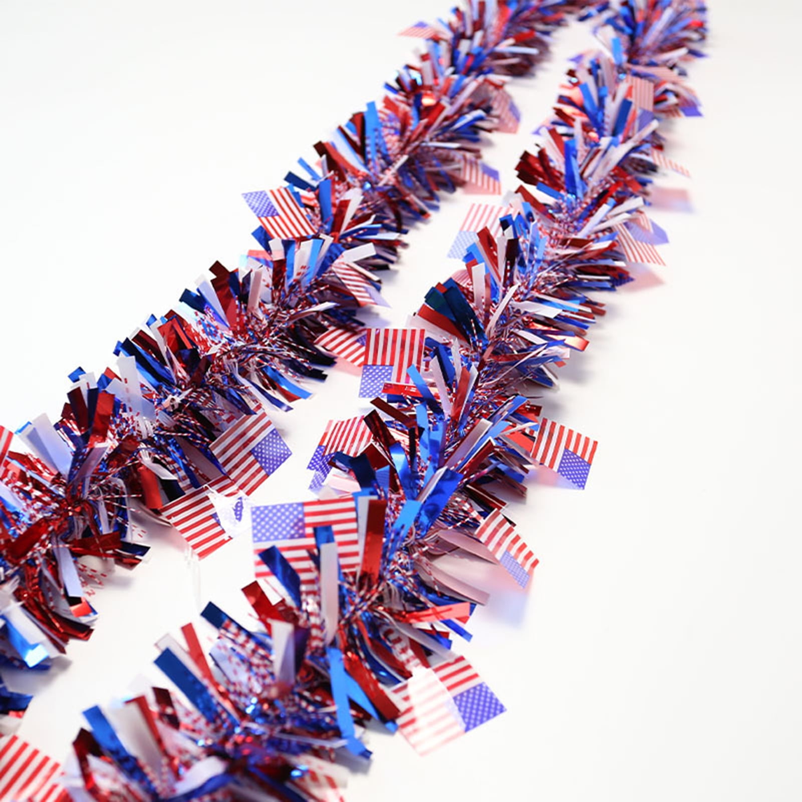 American Flag Tinsel Garland, Fourth of July & Memorial Day Decor ...