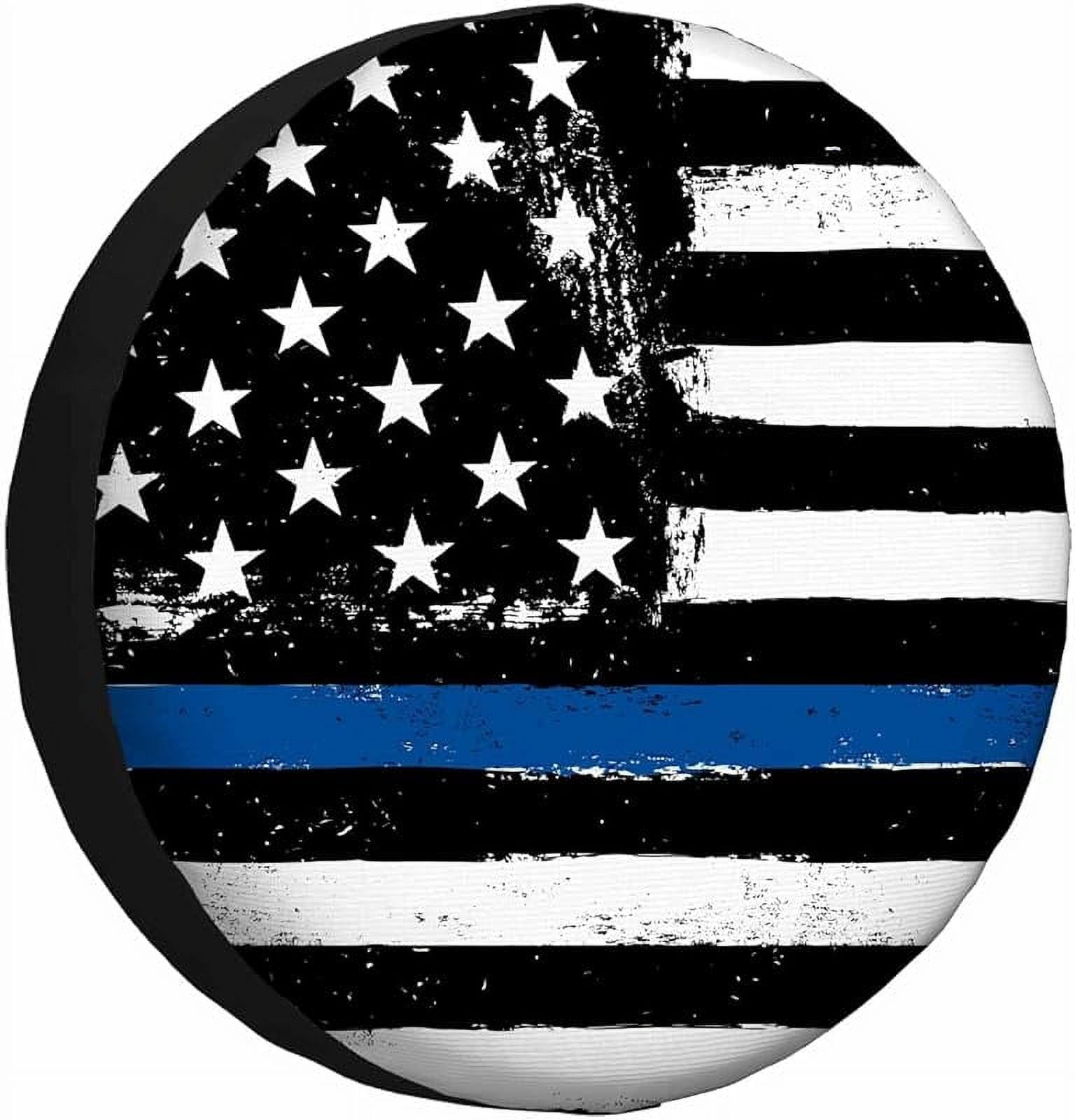 American Flag Tire Covers for Trailers Vintage Black Blue Thin Line ...